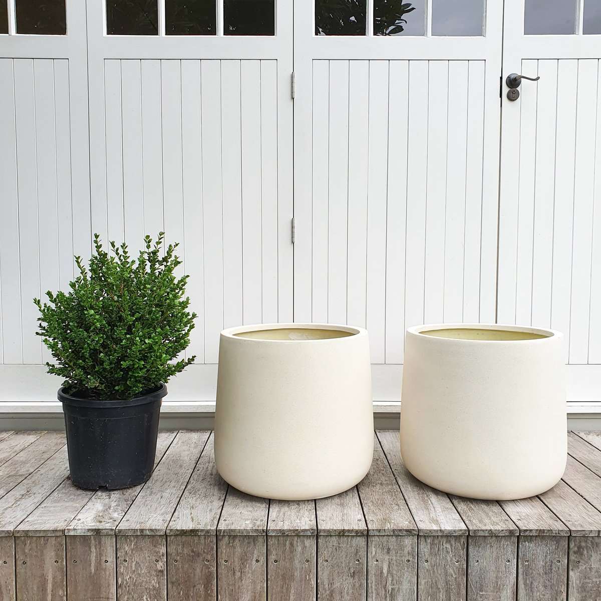 Warm White Bianca Cylinder Pot, 55cm - plantandpot.nz